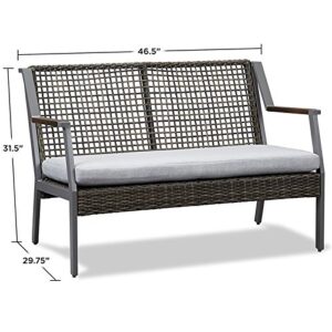 Real Flame Calvin Outdoor Loveseat, Two-Seater Couch, Powdered Aluminum Frame with Resin Wicker Weave