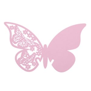 akoak pearlized paper butterfly table number place card name card wine glass cup decoration wall decals sticker for wedding party favor decor,50 counts (pink)