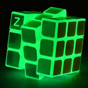 3x3 fluorescent speed cube glow in dark magic speed cube 3-d brain teasers iq puzzles for kids and adults (green fluorescent)