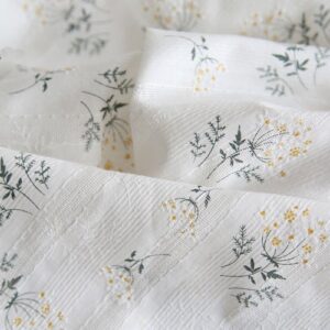 55 inches Width Little Yellow Flowers Embroidery Jacquard Cotton Cloth Fabric by The Yard