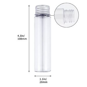 DEPEPE 30pcs 50ml Clear Flat Plastic Test Tubes with Screw Caps, 28×108mm Tubes for Candy and Beads Storage, Scientific Experiments