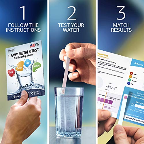 Lead Iron Copper and Mercury - Home Water Test Kit for Well Tap and Drinking Water | Fast & Accurate Quality Testing to EPA Standards | Easy to Use and Sensitive Tester Strips Made in USA