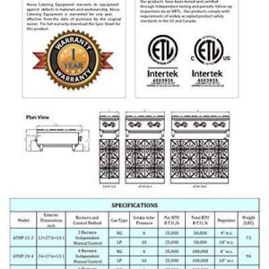 Atosa CookRite ACHP-2 12" Heavy Duty Vertical Countertop Gas Hot Plate Stock Pot Range for Hotel Food Truck Caterer | 12"W x 27 3/5"D x 13.5"H, Stainless Steel, (2) Burner 64,000 BTU, Natural Gas (NG)