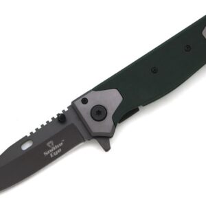 Snake Eye Tactical Heavy Duty Every Day Carry Pocket Folding Knife With Sheath (Green)