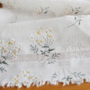 55 inches Width Little Yellow Flowers Embroidery Jacquard Cotton Cloth Fabric by The Yard