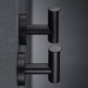 Hoooh Matte Black Towel Hook, SUS 304 Stainless Steel Coat/Robe Clothes Hook for Bath Kitchen Garage Wall Mounted (2 Pack), B100-BK-P2