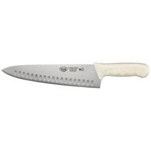 winco 10" commercial-grade chef's knife with hollow handle, white