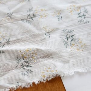 55 inches Width Little Yellow Flowers Embroidery Jacquard Cotton Cloth Fabric by The Yard