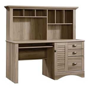 scranton & co modern wood computer desk with hutch in salt oak