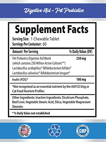 chewable Dog probiotics - Advanced Formula - Digestive AID - PET PROBIOTICS - for Dogs - Dog Digestive aid - 2 Bottle (120 Chewable Tablets)