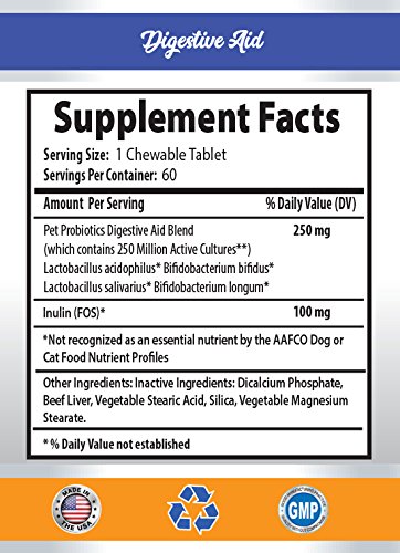 cat Stomach Relief Natural - Pet Digestive Aid - Probiotics - for Dogs and Cats - Chewable - cat Digestive Care - 2 Bottle (120 Chews)