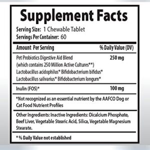 Digestive enzymes for Cats - Pet Digestive Aid - Probiotics - for Dogs and Cats - Chewable - Digestive for Cats - 2 Bottle (120 Chews)