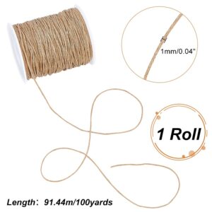 PH PandaHall 100 Yards 1mm Waxed Cotton Cord Thread Beading String for Bracelet Necklace Making Crafting Beading Macrame Vase Decor, Burlywood