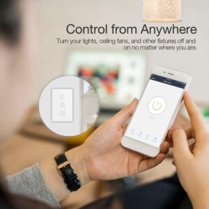 MOES WiFi Smart Wall Touch Light Switch Glass Panel Wireless Remote Control by Mobile APP Anywhere Compatible with Alexa,Timing Function No Hub Required (Wall Switch 3 Gang)