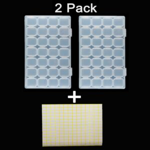 Coopache 2 Pack 28 Slots Diamond Embroidery Boxs, 5D Diamond Painting Storage Case for DIY with 196 Pieces Craft Label Marker Sticker