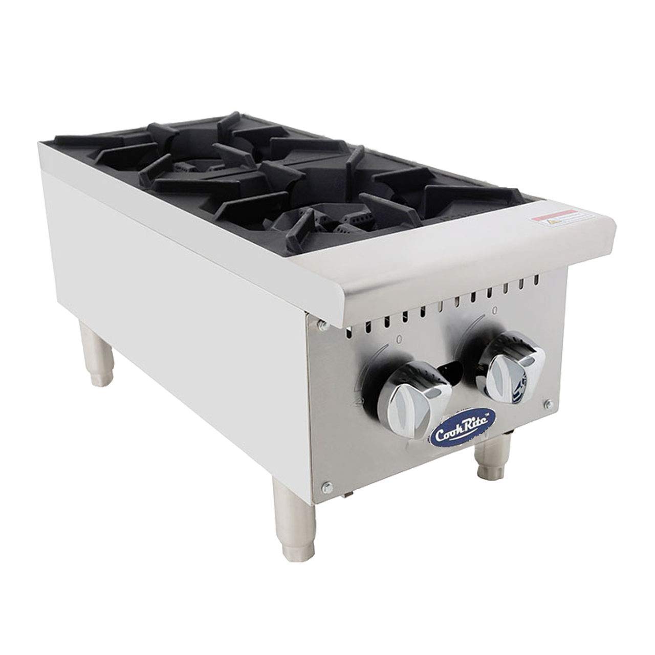 Atosa CookRite ACHP-2 12" Heavy Duty Vertical Countertop Gas Hot Plate Stock Pot Range for Hotel Food Truck Caterer | 12"W x 27 3/5"D x 13.5"H, Stainless Steel, (2) Burner 64,000 BTU, Natural Gas (NG)