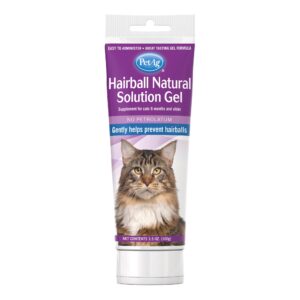 pet-ag hairball natural solution gel supplement for cats - 3.5 oz - helps prevent and reduce hairballs in cats 6 months and older - petrolatum free