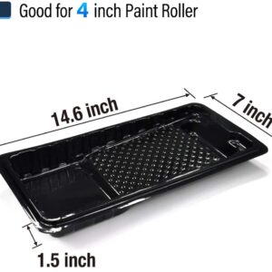 Great Andrew Paint Roller Tray Liner 4 Inch, 12 PCS Disposable Small Plastic Paint Trays Liners Perfect for Smaller Projects, DIY Painting etc. (Black)