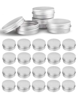 48 pcs 1 oz tins silver aluminum tins cans screw top round steel tins screw lid containers