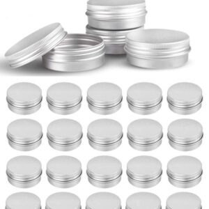 48 Pcs 1 oz Tins Silver Aluminum Tins Cans Screw Top Round Steel tins Screw Lid Containers