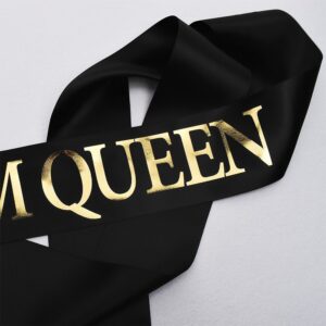 "Prom King" and "Prom Queen" Sashes - Graduation Party School Party Accessories, Black with Gold Print