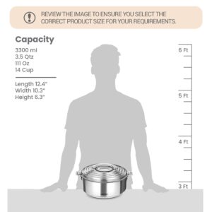 MILTON Galaxia 3500 Insulated Stainless Steel Casserole, 3.5 qt. (3300 ml, 111 oz) Thermal Serving Bowl, Keeps Food Hot & Cold for Long Hours, Elegant Hot Pot Food Warmer Cooler, Silver