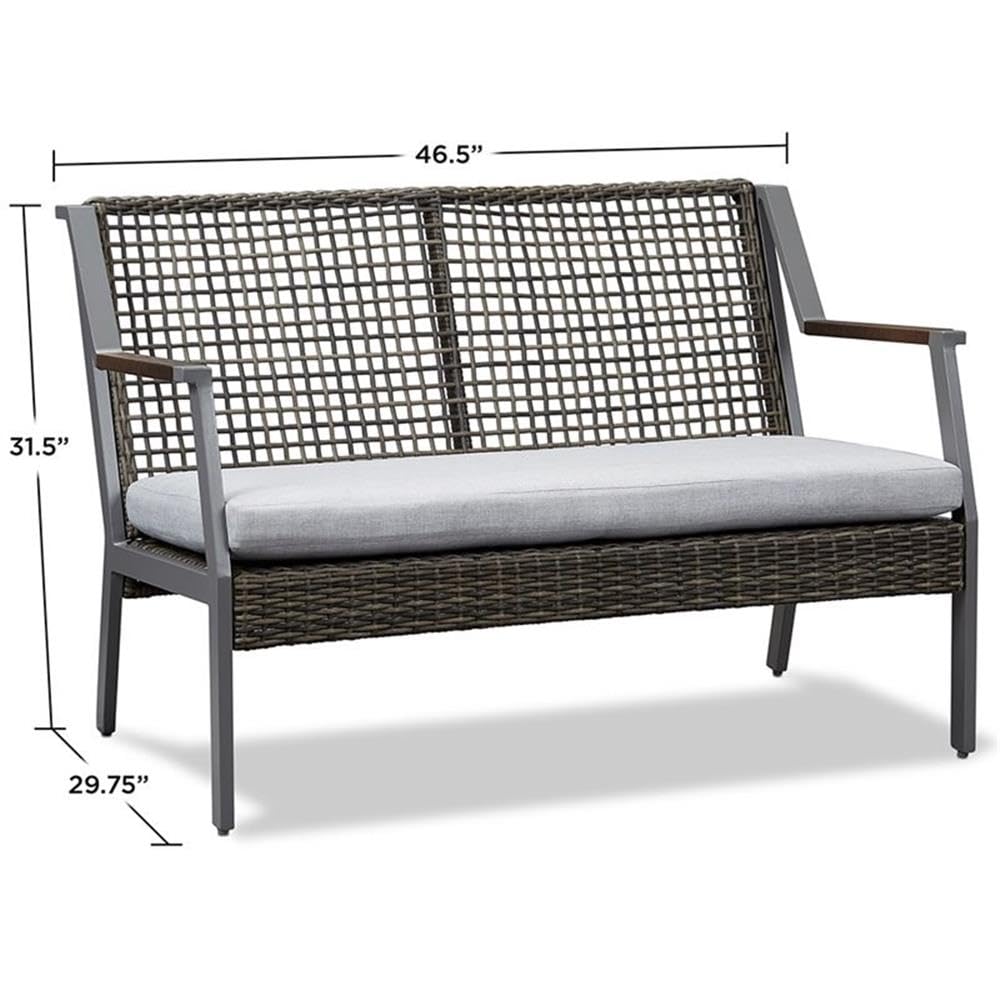 Real Flame Calvin Outdoor Loveseat, Two-Seater Couch, Powdered Aluminum Frame with Resin Wicker Weave