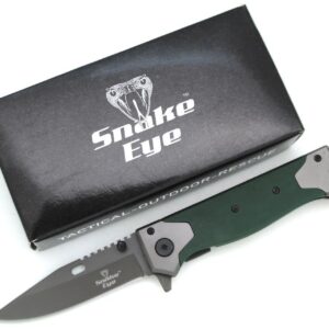 Snake Eye Tactical Heavy Duty Every Day Carry Pocket Folding Knife With Sheath (Green)