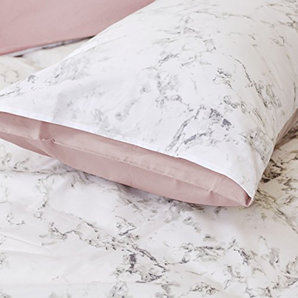 Softta Duvet Cover 100% Cotton 3Pc Bedding Set with 2 Pillowcase,Marble, Queen, Pink B