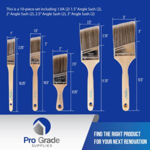 10 Pack Pro-Grade Premium Wall/Trim House Paint Brush Set Great for Professional Painter and Home Owners Painting Brushes for Cabinet Decks Fences Interior Exterior & Commercial Paintbrush.