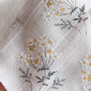 55 inches width little yellow flowers embroidery jacquard cotton cloth fabric by the yard