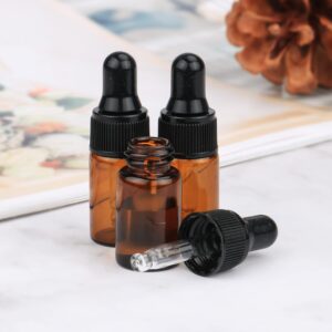 Amber Glass Dropper Bottles 30 Pcs Mini 1ml 2ml 3ml Essential Oils Dropper Bottles Refillable Perfume Fragrance Cosmetics Glass Dropper Pipette Bottles Vial Container (3ml)