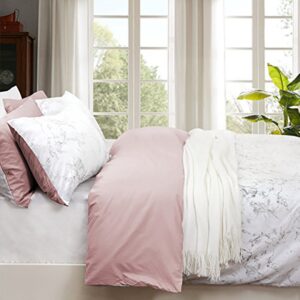 Softta Duvet Cover 100% Cotton 3Pc Bedding Set with 2 Pillowcase,Marble, Queen, Pink B