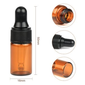 Amber Glass Dropper Bottles 30 Pcs Mini 1ml 2ml 3ml Essential Oils Dropper Bottles Refillable Perfume Fragrance Cosmetics Glass Dropper Pipette Bottles Vial Container (3ml)