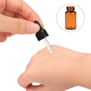 Amber Glass Dropper Bottles 30 Pcs Mini 1ml 2ml 3ml Essential Oils Dropper Bottles Refillable Perfume Fragrance Cosmetics Glass Dropper Pipette Bottles Vial Container (3ml)