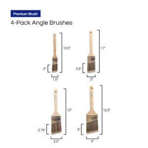 Pro Grade - Paint Brushes - 4 Pack Variety Angle Paint Brushes