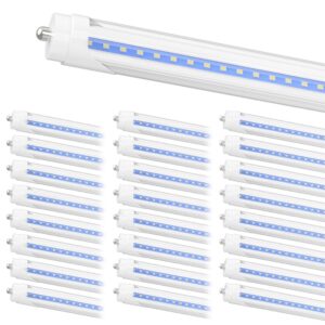 cnsunway 8ft led bulbs, 45w 5400lm, 6000k cool white, clear cover, fa8 single pin led tube lights, ballast bypass, t8 t10 t12 fluorescent light bulbs replacement, etl listed - 25 pack