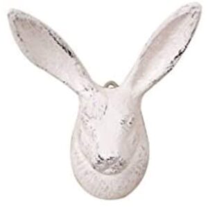 whitewashed cast iron decorative rabbit hook 5" - rabbit wall hook - iron hook