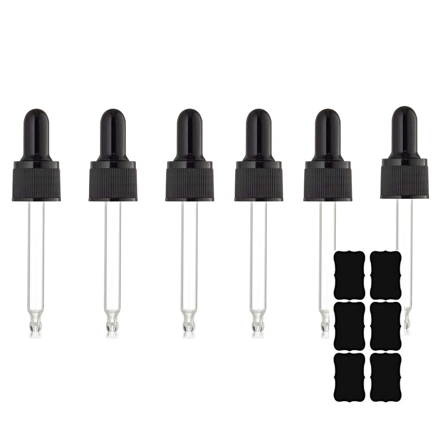 Glass Eye Droppers for Essential Oil 15ml (1/2 Ounce) - Compatible With Most Well Known 15 ml Essential Oil Brands