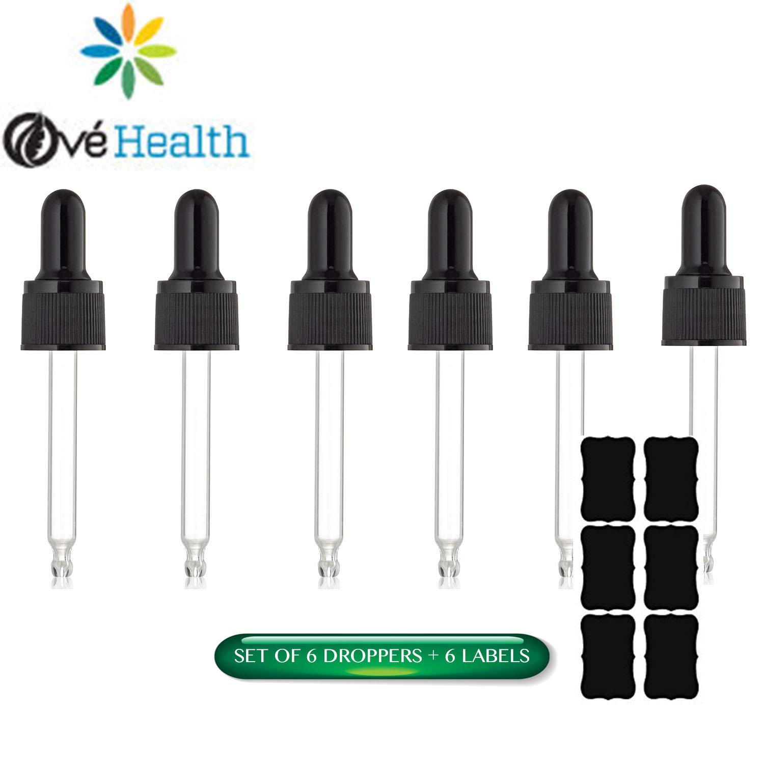 Glass Eye Droppers for Essential Oil 15ml (1/2 Ounce) - Compatible With Most Well Known 15 ml Essential Oil Brands