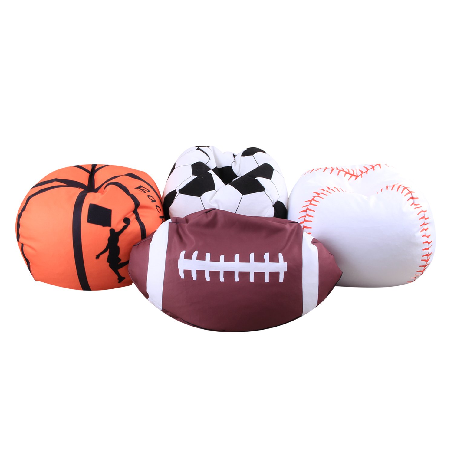 JIAN YA NA Stuffed Animal Storage Bean Bag World Cup Sports Pattern Kids Toy Storage Bag Chair Perfect Storage Solution for Blankets Pillows Towels Clothes (American Football, 26 inch)