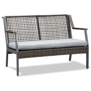 real flame calvin outdoor loveseat, two-seater couch, powdered aluminum frame with resin wicker weave