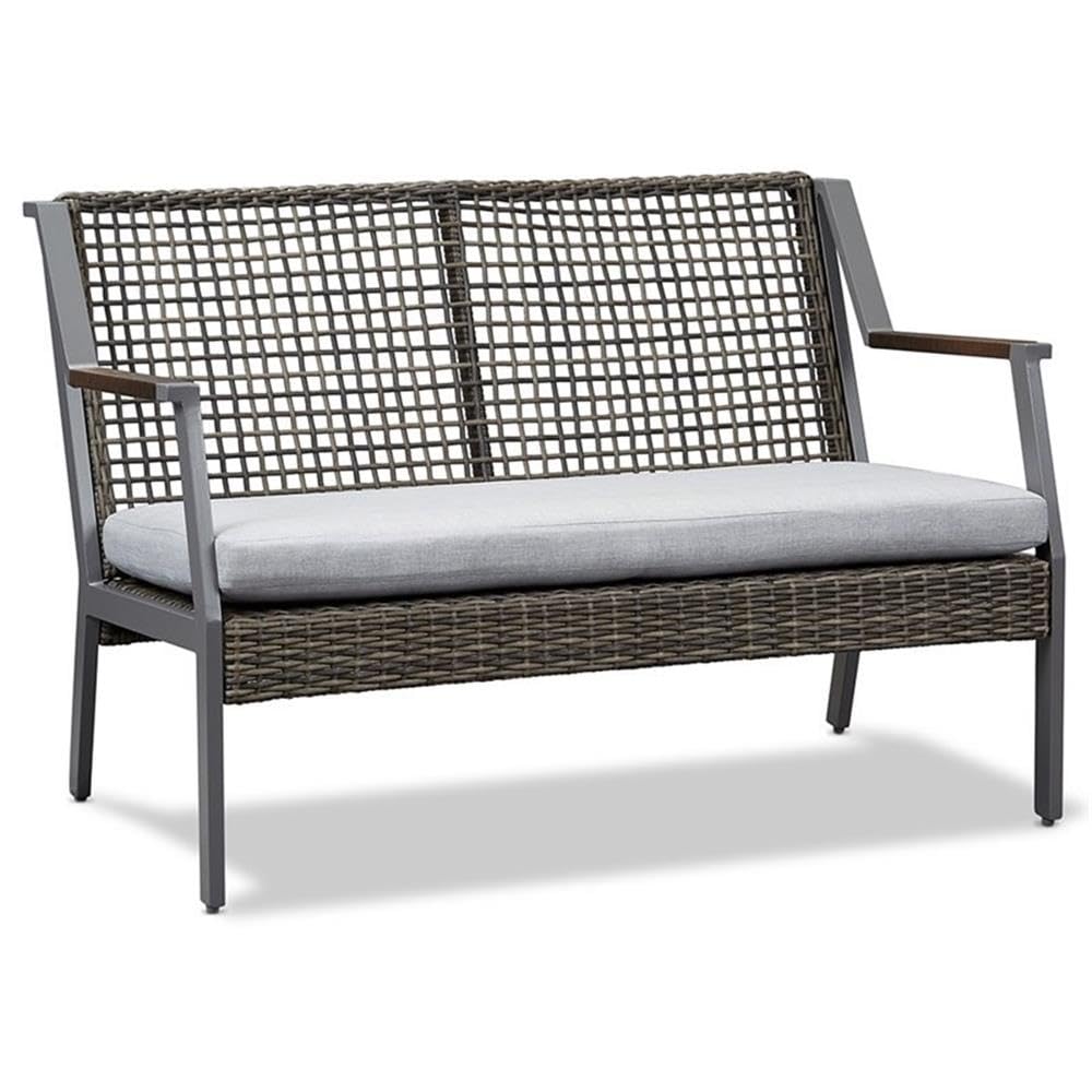 Real Flame Calvin Outdoor Loveseat, Two-Seater Couch, Powdered Aluminum Frame with Resin Wicker Weave