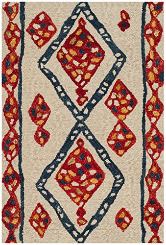 SAFAVIEH Aspen Collection 2'3" x 5' Ivory/Multi APN704A Handmade Moroccan Boho Tribal Wool Accent Rug