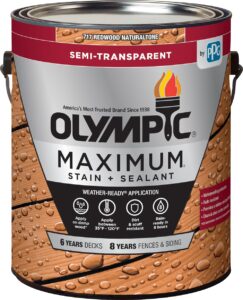 olympic maximum 1 gal. redwood semi-transparent exterior ready to use stain and sealant in one low voc