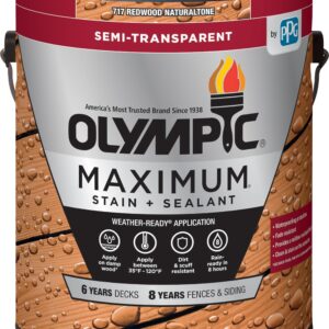 Olympic Maximum 1 gal. Redwood Semi-Transparent Exterior Ready to Use Stain and Sealant in One Low VOC