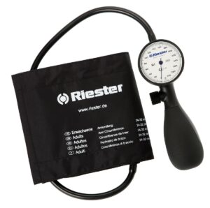 riester 1251-107 shockproof handheld blood pressure with adult velcro cuff latex free, white