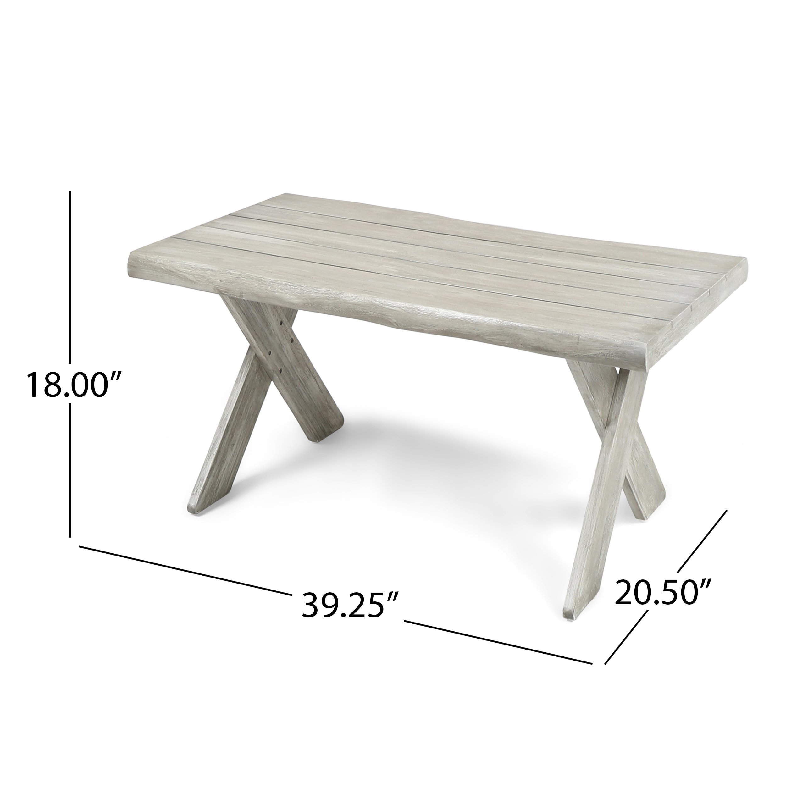 Great Deal Furniture Christopher Knight Home Irene Outdoor Acacia Wood Coffee Table, Sandblast Light Grey