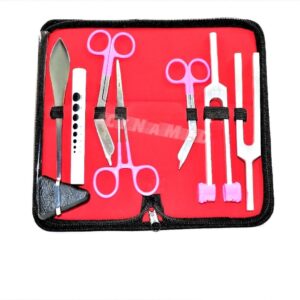 New Premium Set of 7 pcs Reflex Percussion Taylor Hammer Penlight Tuning Fork C 256 C 512 Bandage Scissors 5.5 and 4.5 Inches Hemostat Forceps 5.5 Inches CYNAMED