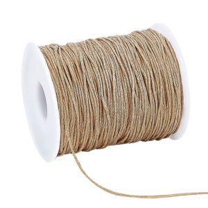 ph pandahall 100 yards 1mm waxed cotton cord thread beading string for bracelet necklace making crafting beading macrame vase decor, burlywood